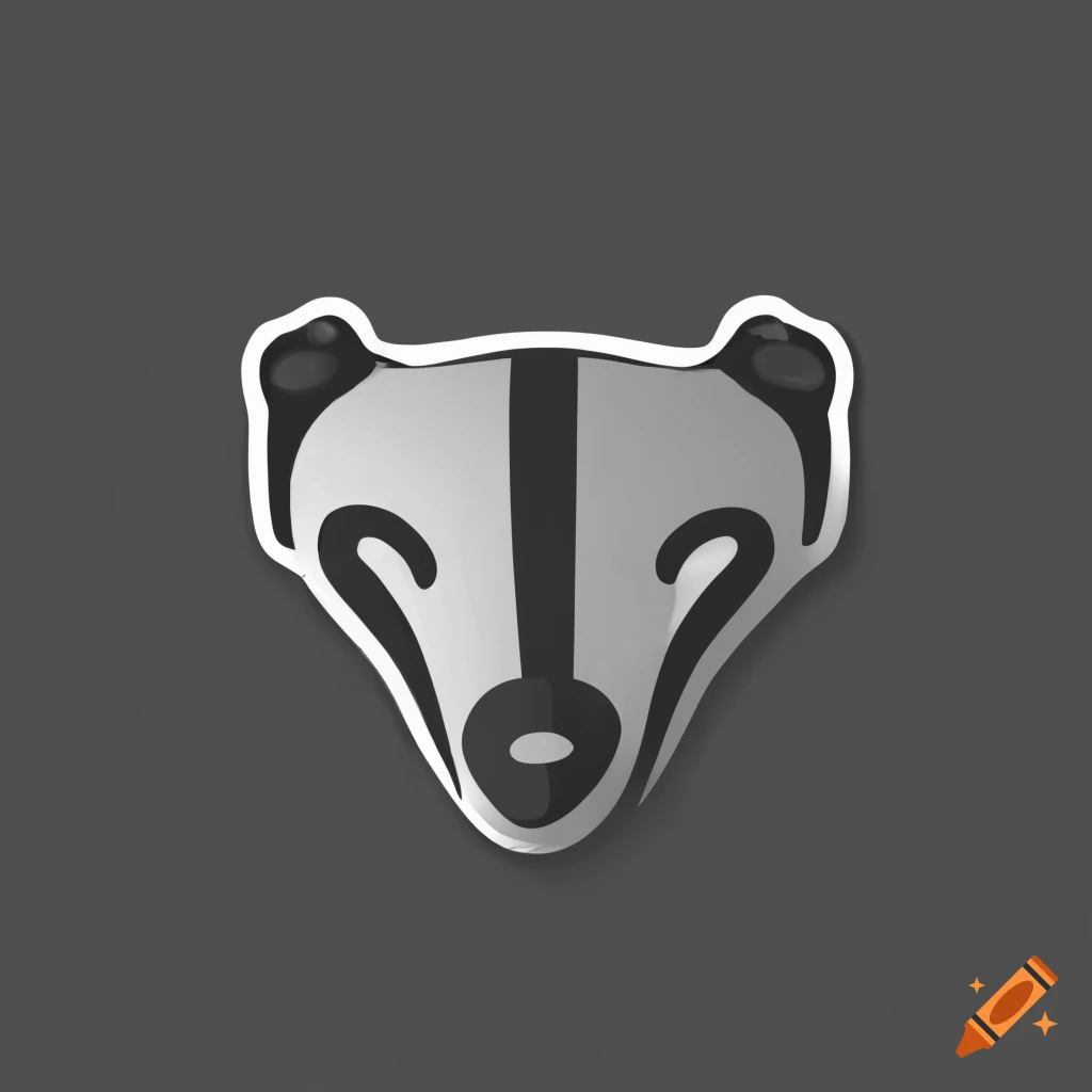 Simple black and white badger logo on Craiyon