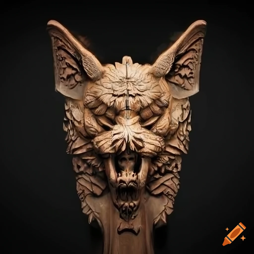 High-definition sculpture of a moth werewolf motif on Craiyon