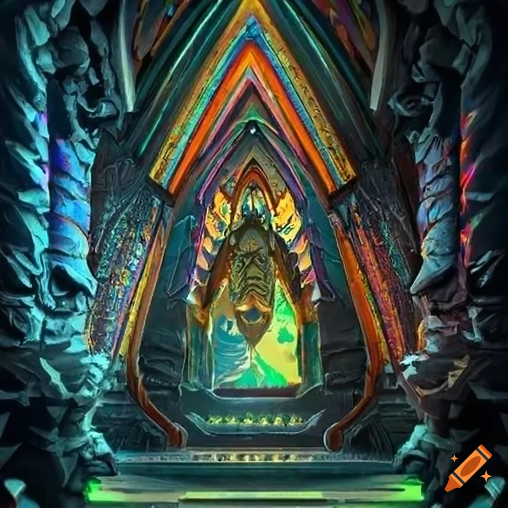 3D art of Zelda game with prismatic and moth motif on Craiyon