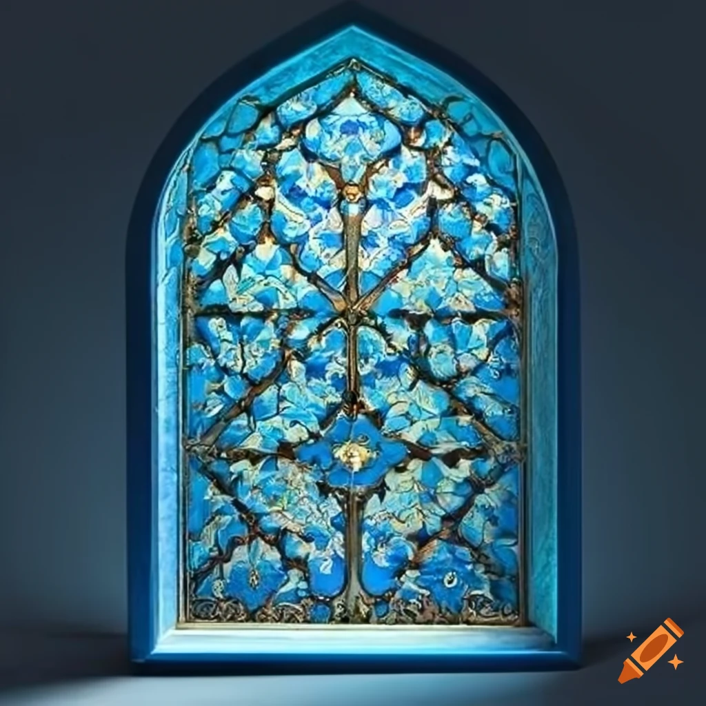 Blue high-resolution islamic art window