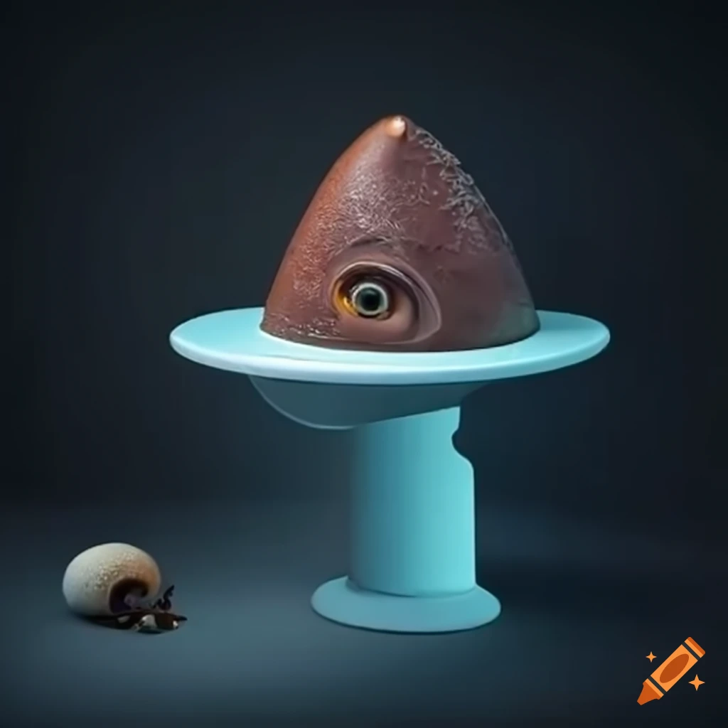 Whimsical illustration of flying tables with ice cream hair and toilet ...