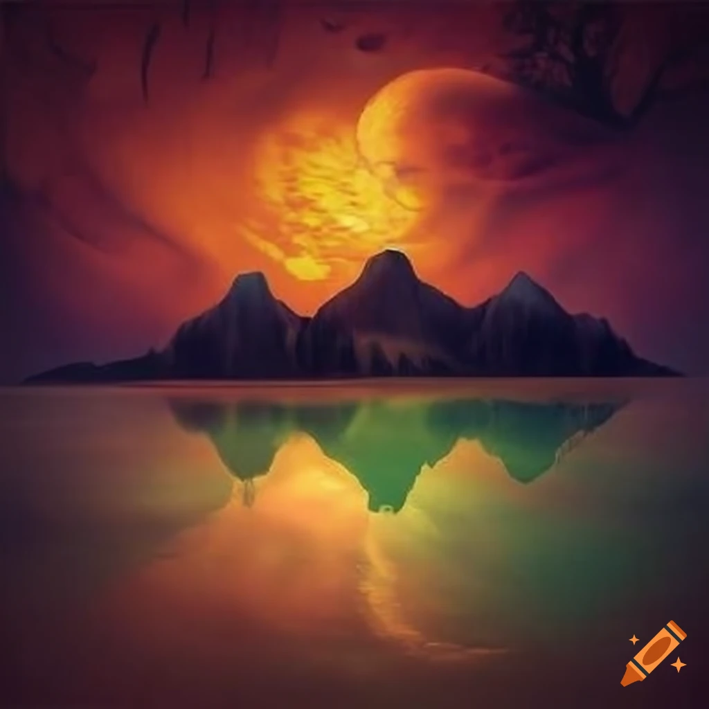 Surreal landscape painting on Craiyon