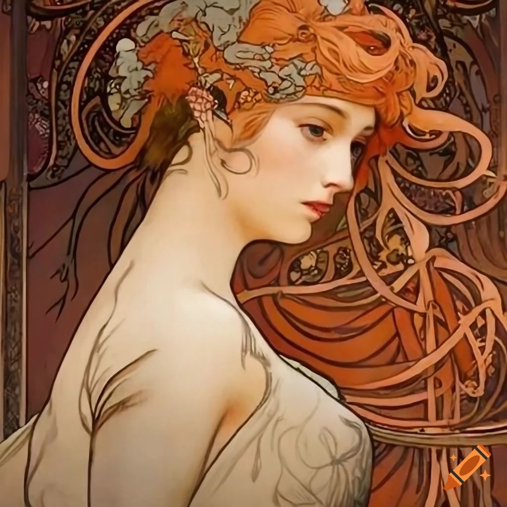 Alphonse mucha painting on Craiyon