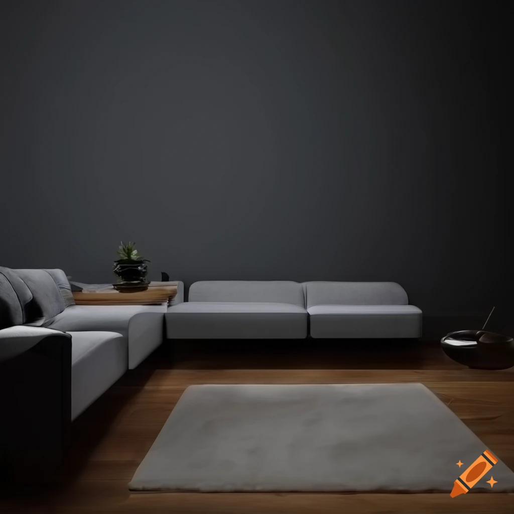 Luxurious living room with natural materials and minimalistic design on ...