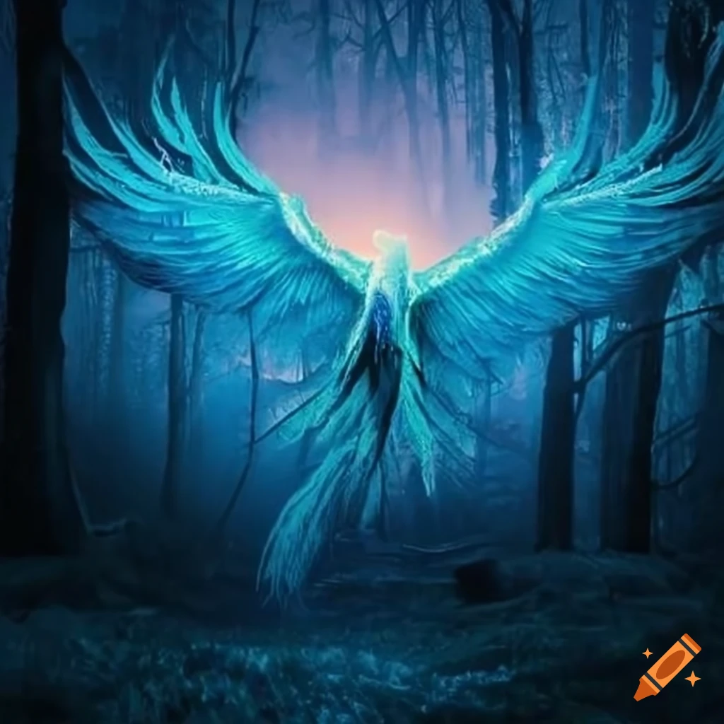 Image of a frozen phoenix in the forest on Craiyon