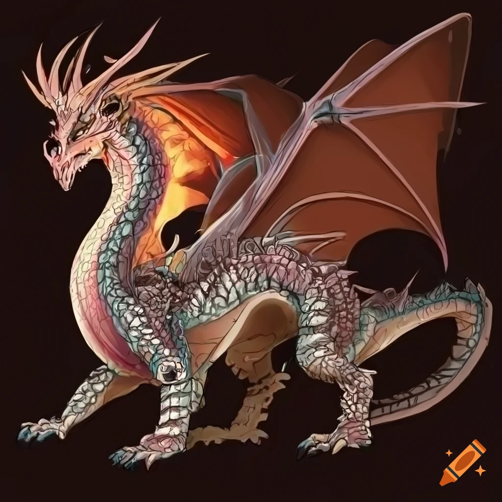 Majestic dragon with shimmering emerald and sapphire scales, golden ...