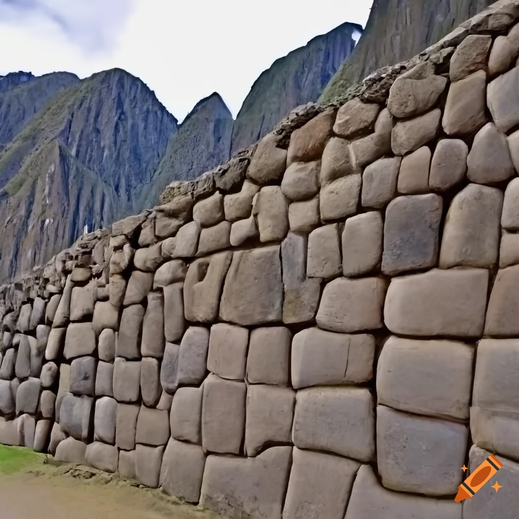 Inca building with intricate stone walls on Craiyon