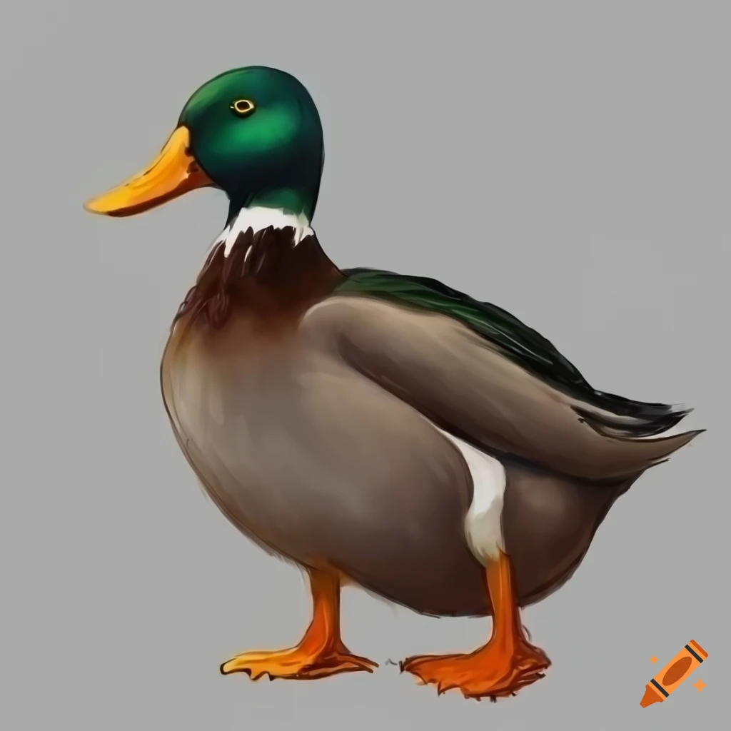Studio ghibli style illustration of a cute male duck on Craiyon