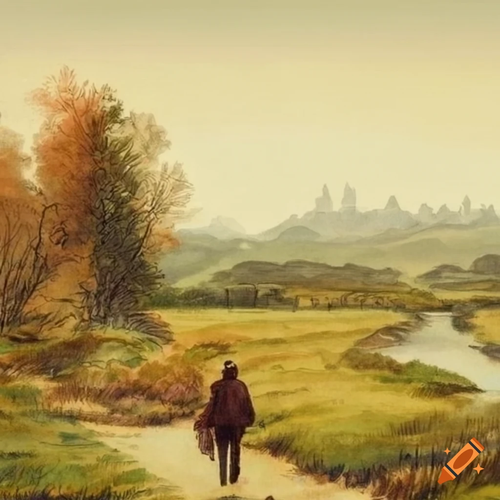 Image of an elderly man sitting outside a house next to a country road ...