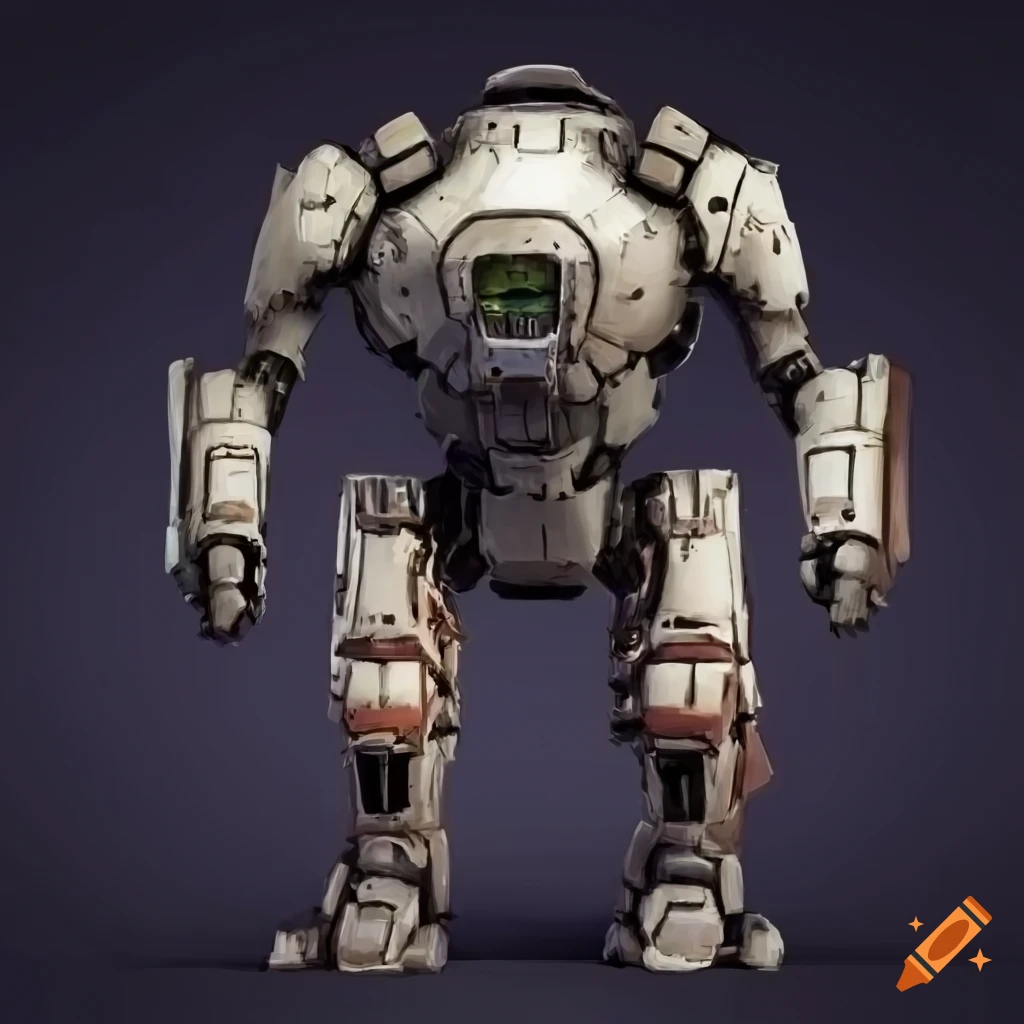 Light armoured mech standing on the beach on Craiyon