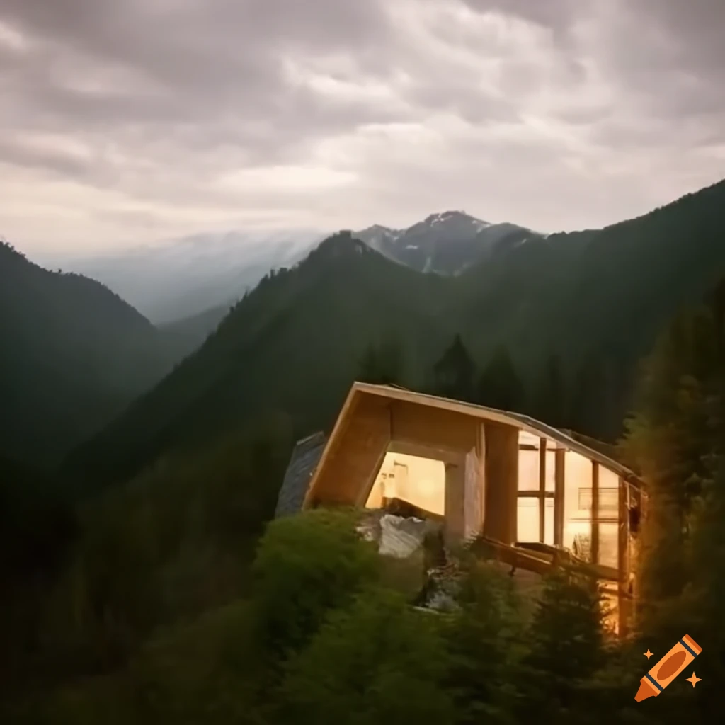Mountain house under a beautiful sky on Craiyon