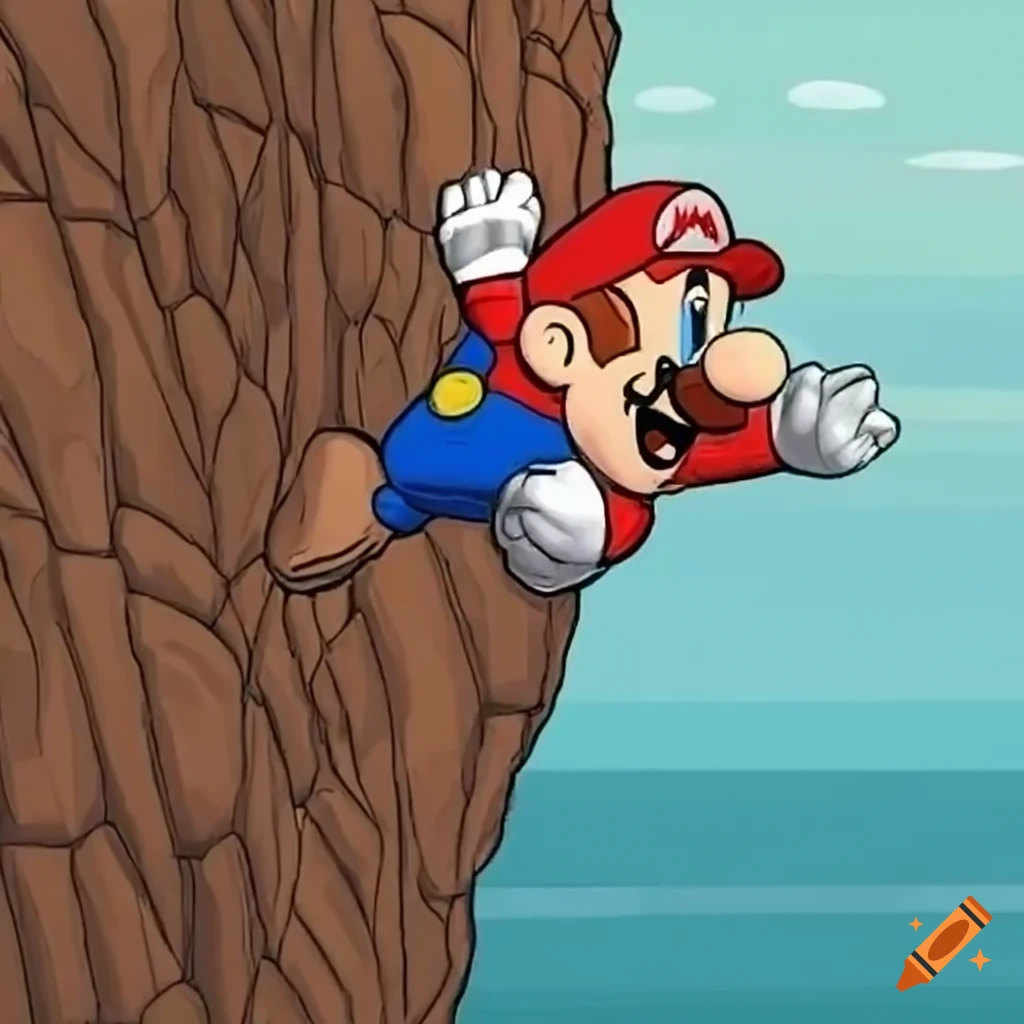 Illustration of mario falling off a cliff