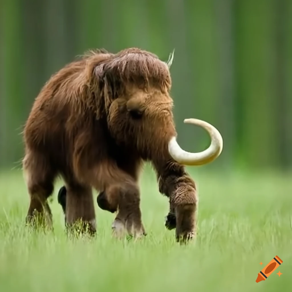 Mammoth in switzerland landscape with flag on Craiyon