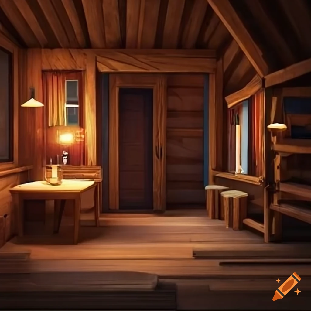Cozy cabin room interior
