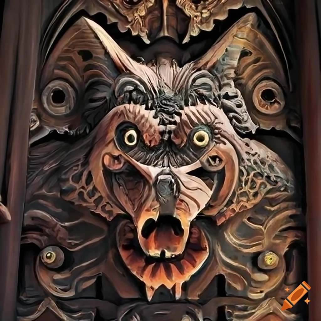 Detailed architectural stave carving house on Craiyon