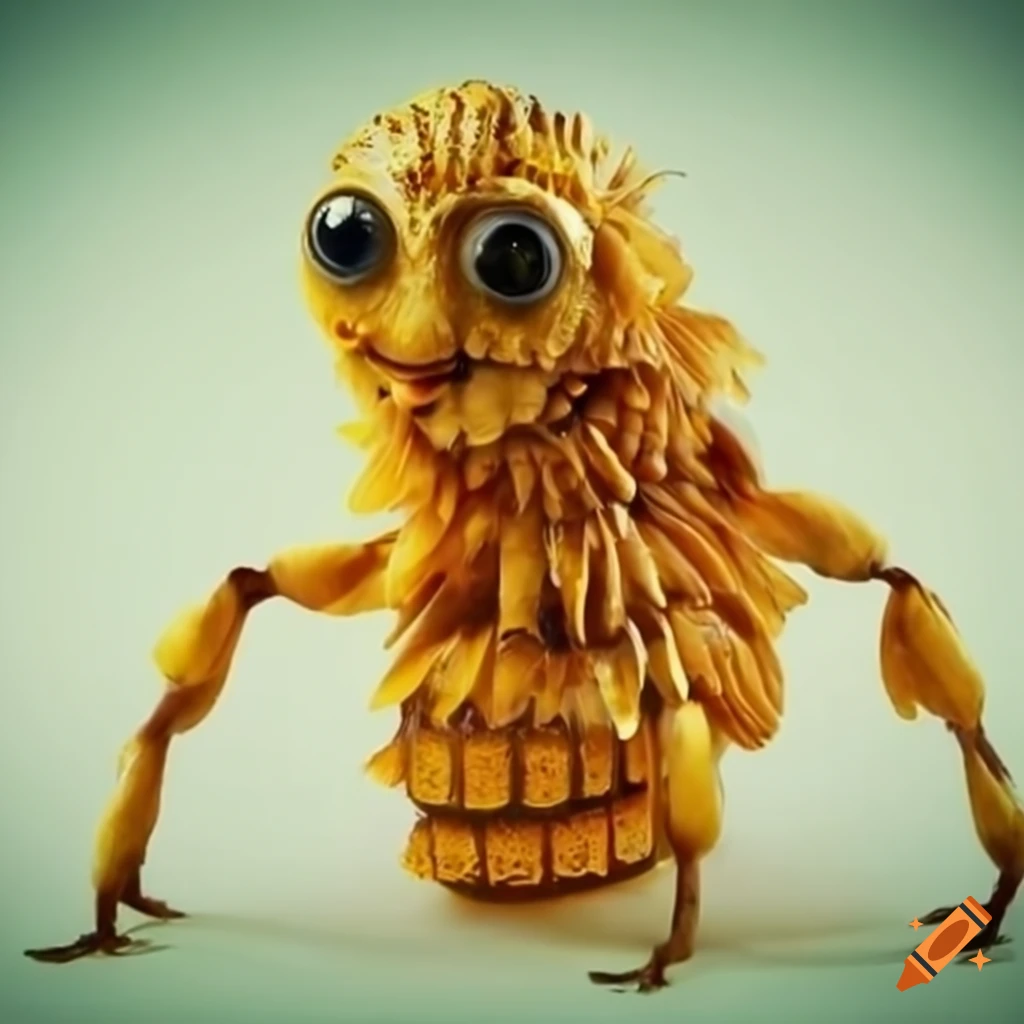 Funny winged creature made of honey on Craiyon