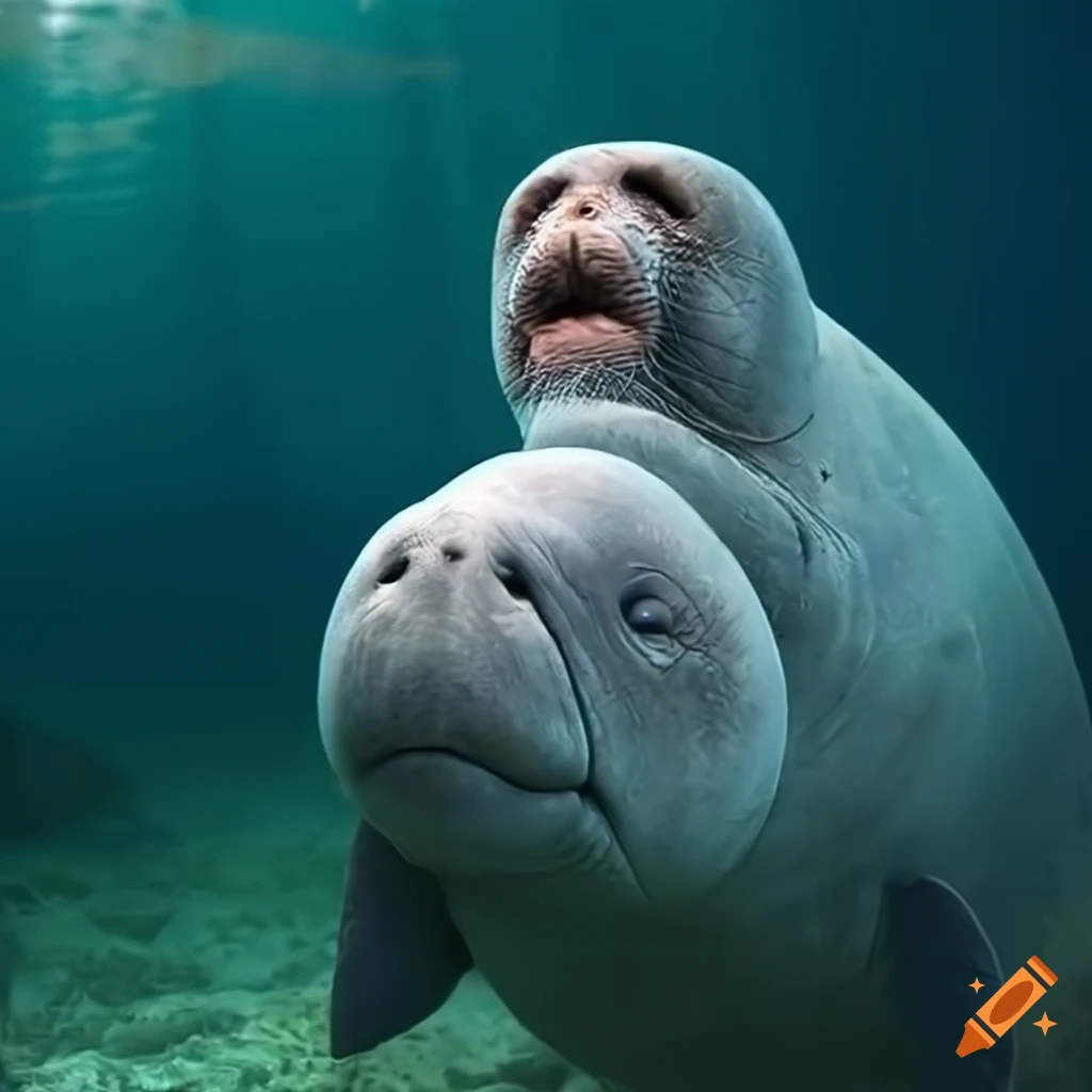 Monkey riding a manatee