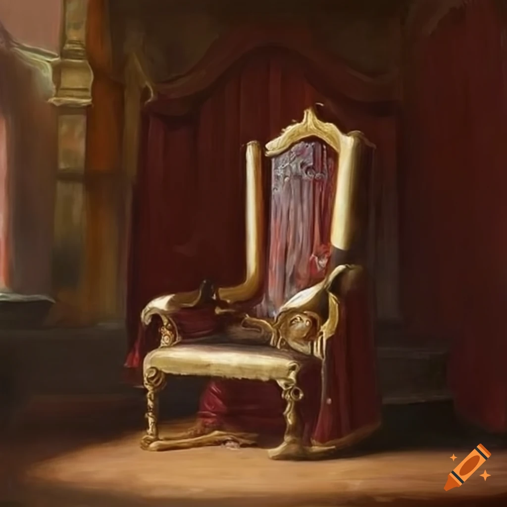 Oil painting of an empty royal throne on Craiyon