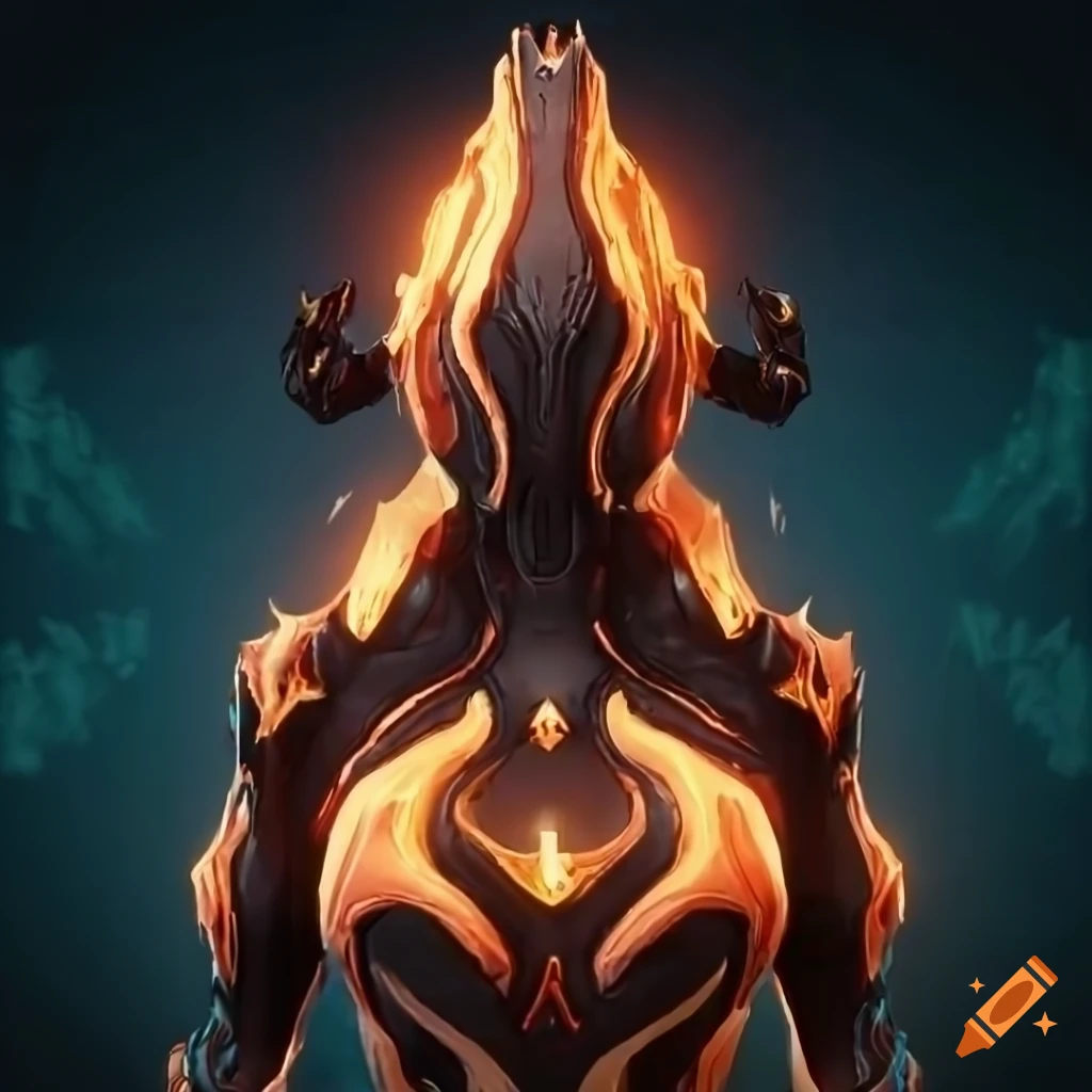 Fire-themed warframe design on Craiyon