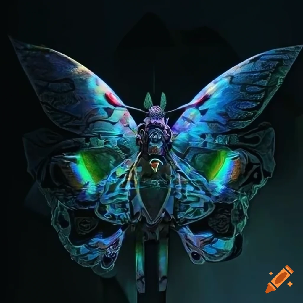 3d art of zelda game with prismatic and moth motif on Craiyon