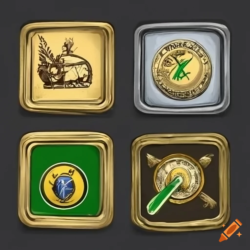 Four square merit badge icons for forestry on Craiyon