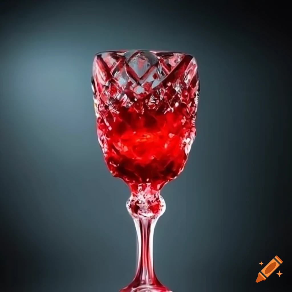 Luxurious crystal goblet overflowing with red liquid
