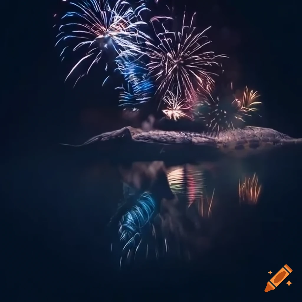 New year's eve fireworks seen through a window on Craiyon
