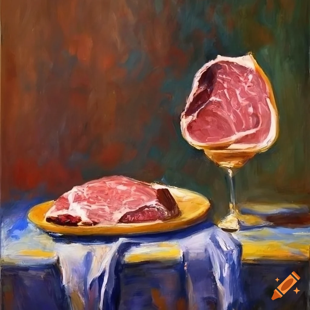 Steak oil painting on Craiyon