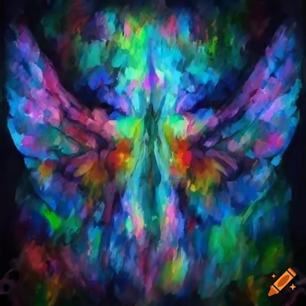 Painting of a magical spirit creature with glowing wings on Craiyon