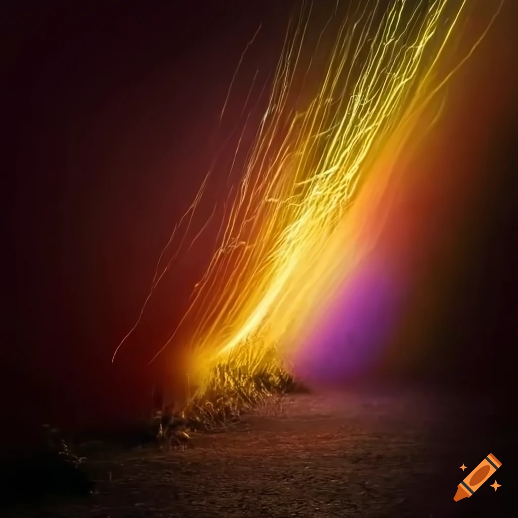 Photograph of a dark path with colorful sparks of light on Craiyon