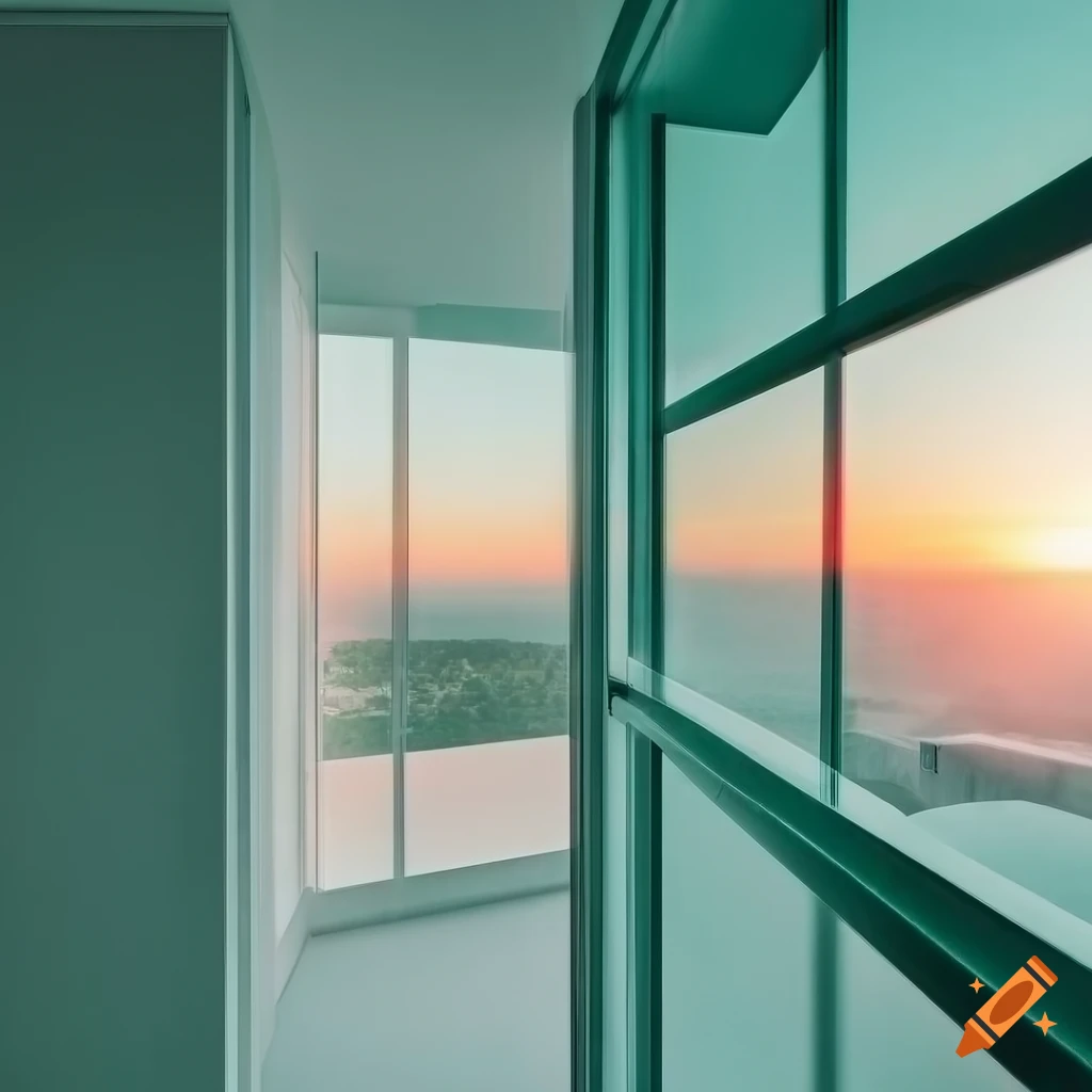 Modern luxury apartment interior with sunset light