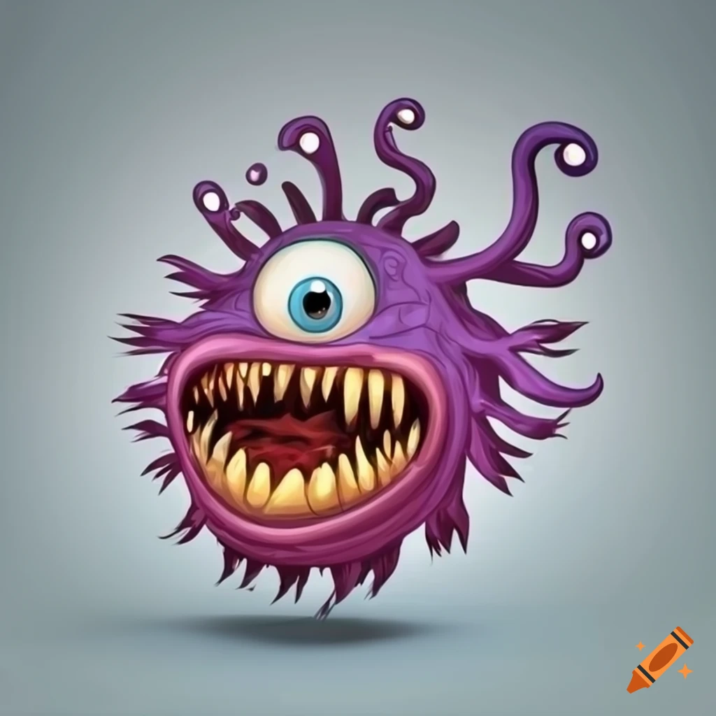 Cartoon beholder monster on white background on Craiyon
