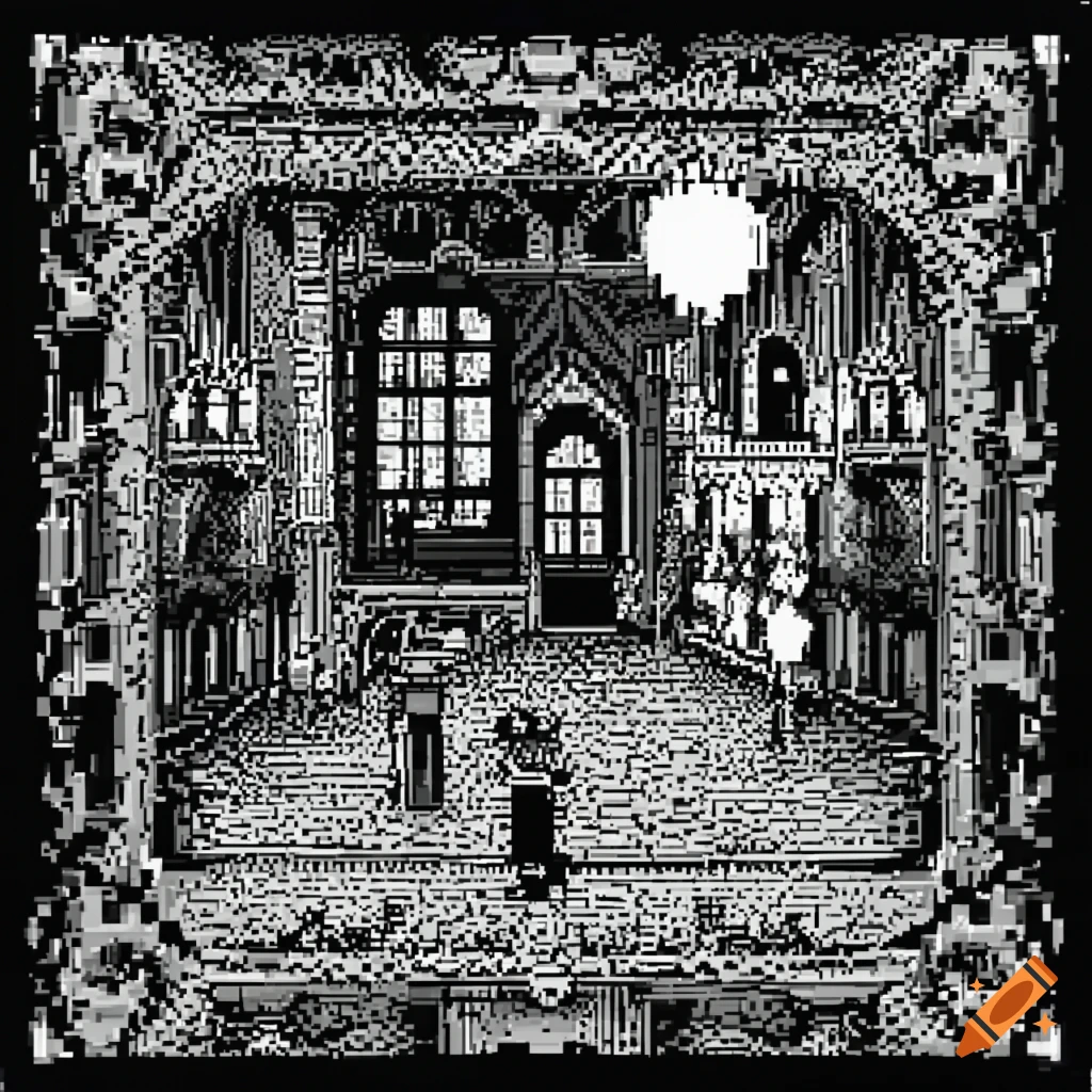 Pixel art street scene with a dark gothic victorian style on Craiyon