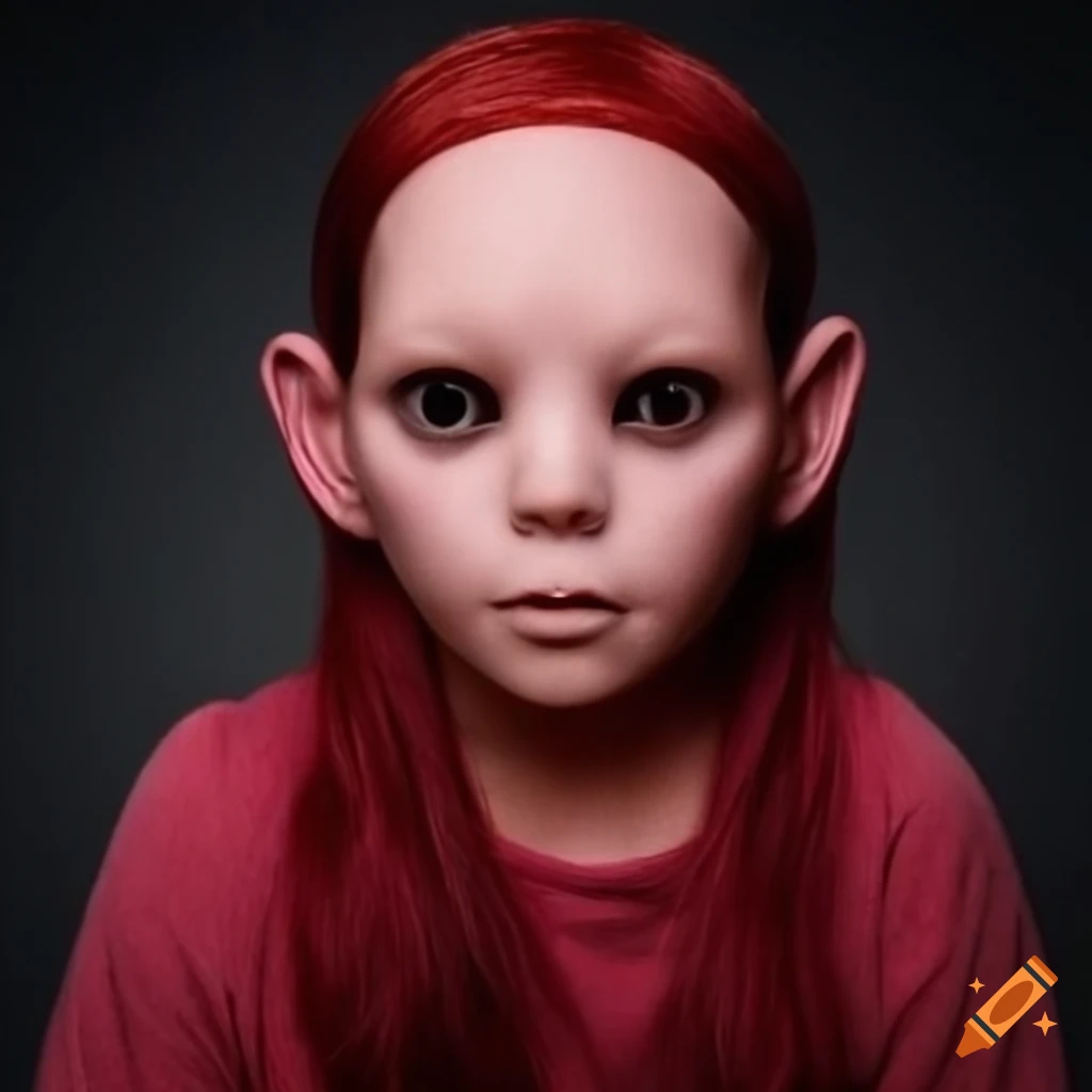 Image of a cute alien baby with maroon hair