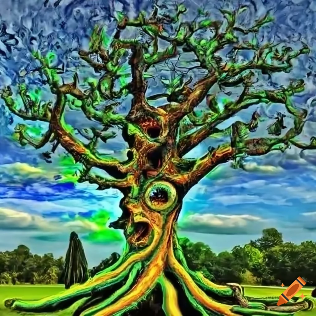 Artistic depiction of a psychedelic alien tree on Craiyon