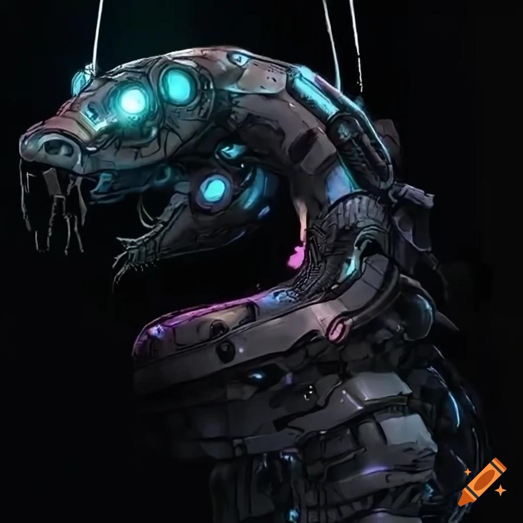 Image of a cyberpunk robot snake on Craiyon