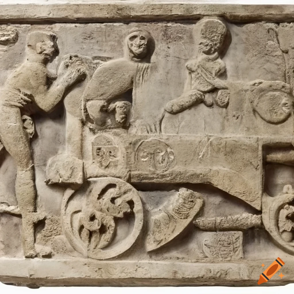 Roman stone relief of a carriage on Craiyon