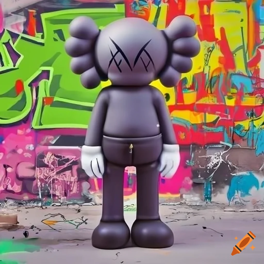 Kaws doll with graffiti background