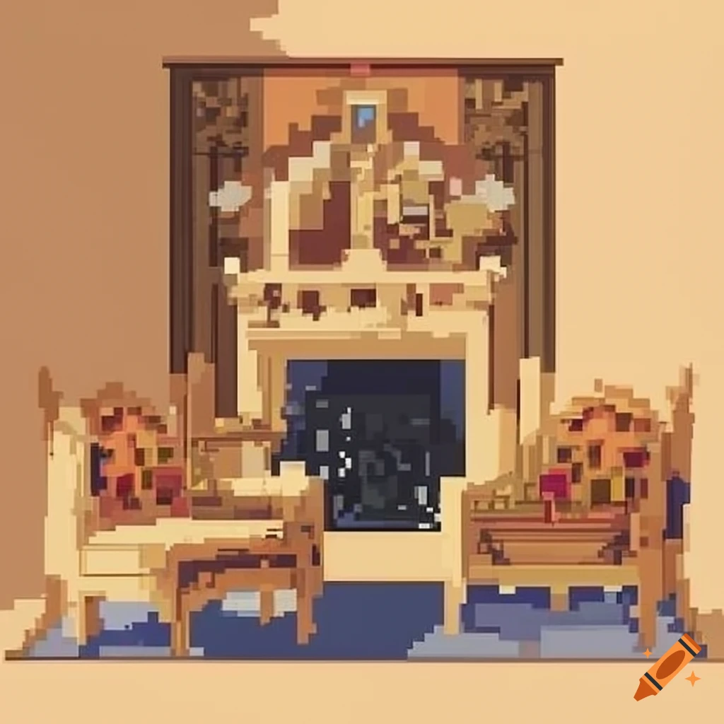 Pixel art of a luxurious victorian living room on Craiyon
