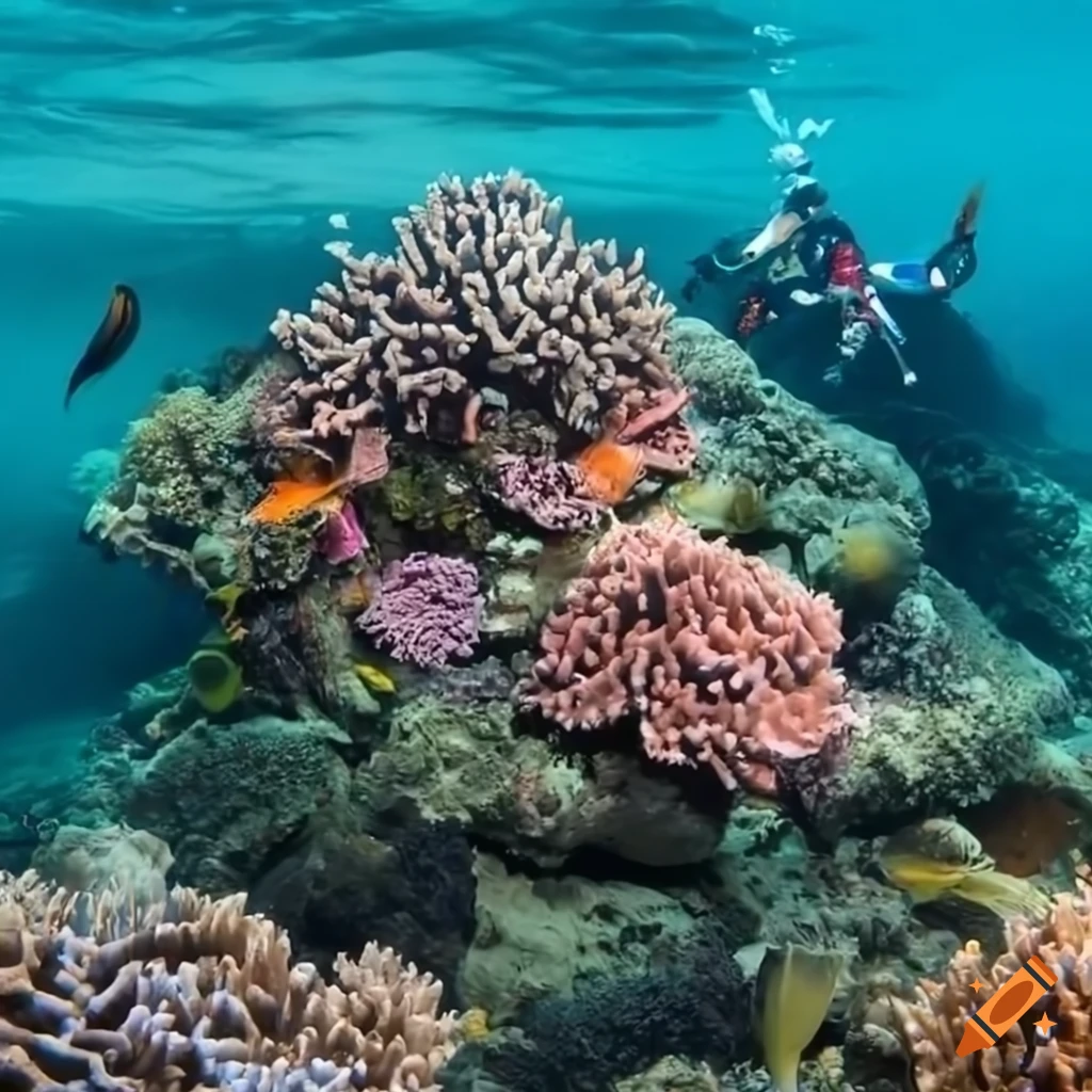 Coral Reef Diver Drawings