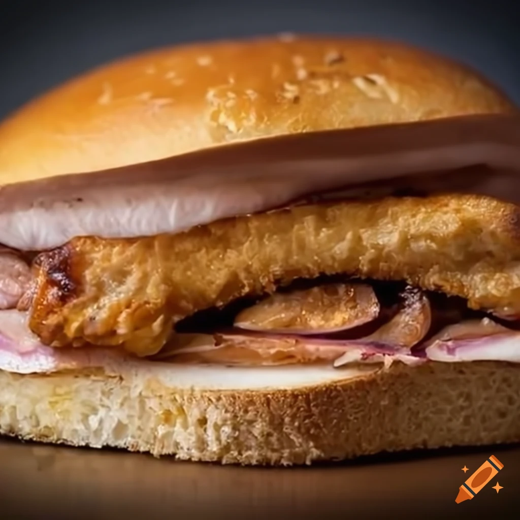 Closeup of a delicious eel meat sandwich on Craiyon
