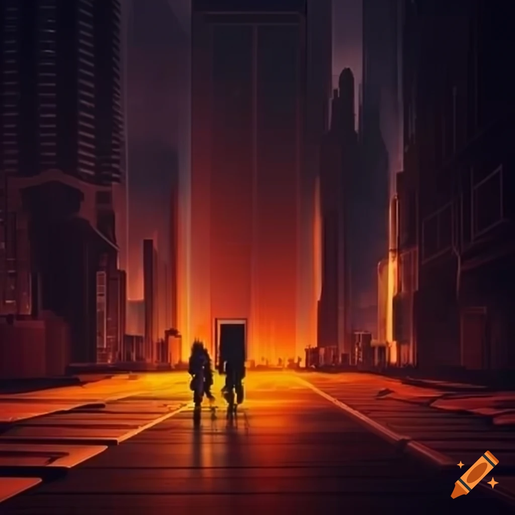 Futuristic red cityscape on Craiyon