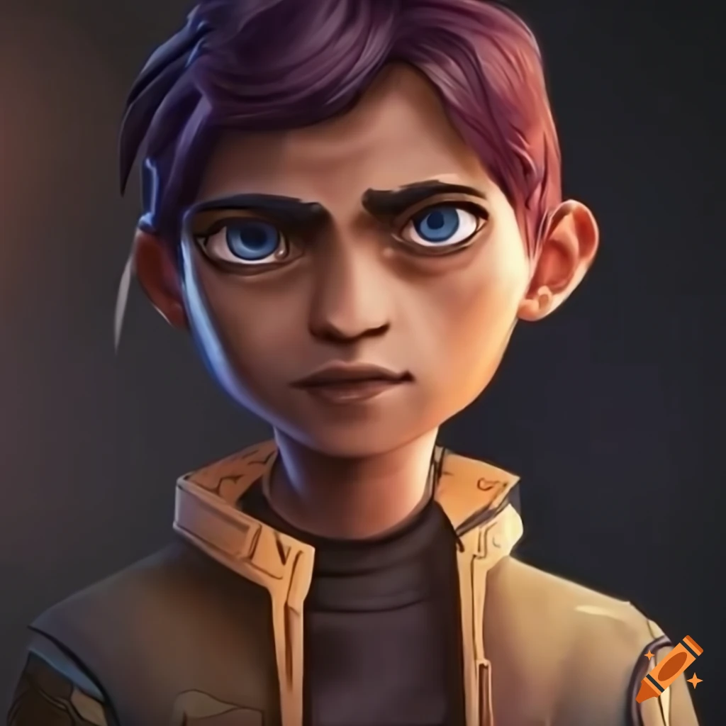 Passport photo of a little boy from Arcane on Craiyon