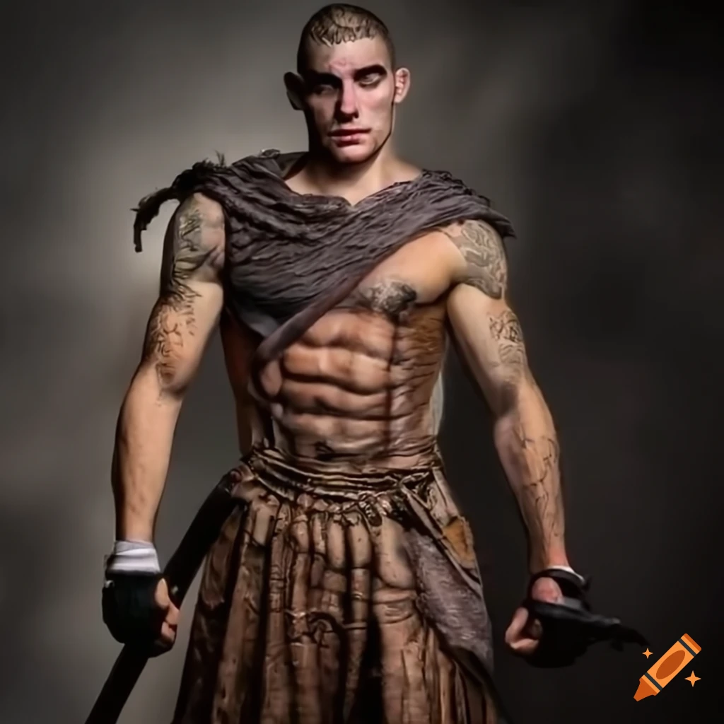 Male goliath fighter with chiseled physique and great sword on Craiyon