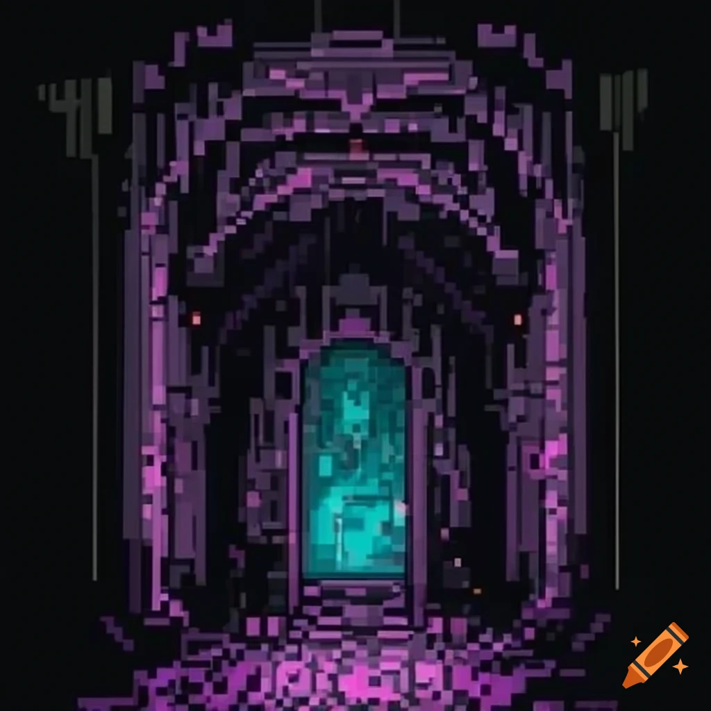 Pixel art of a mysterious chamber on Craiyon