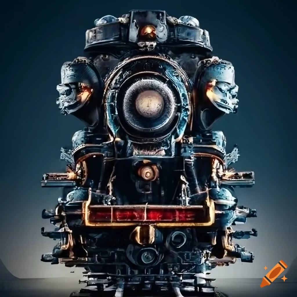 Photo realistic image of a robotic knight shaped steam locomotive on ...