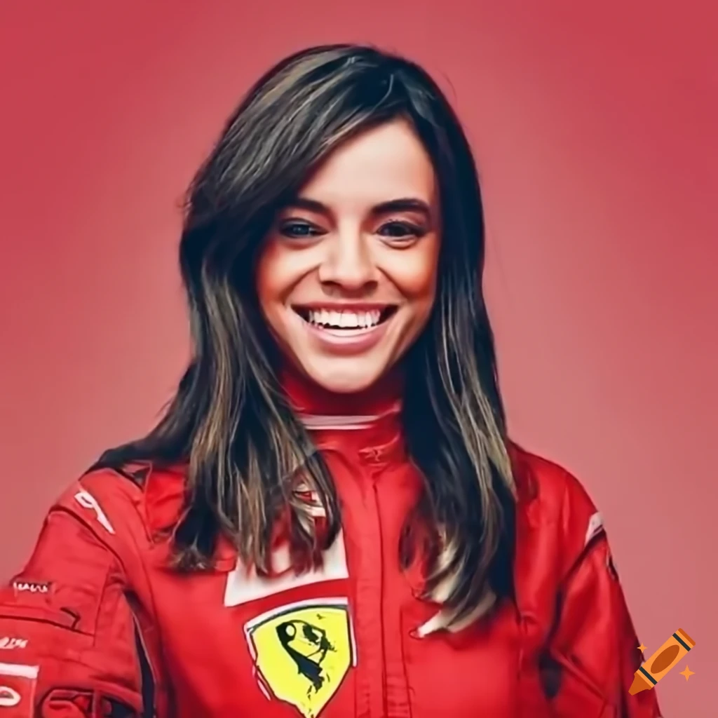 Smiling Formula One promoter in Ferrari clothing on Craiyon