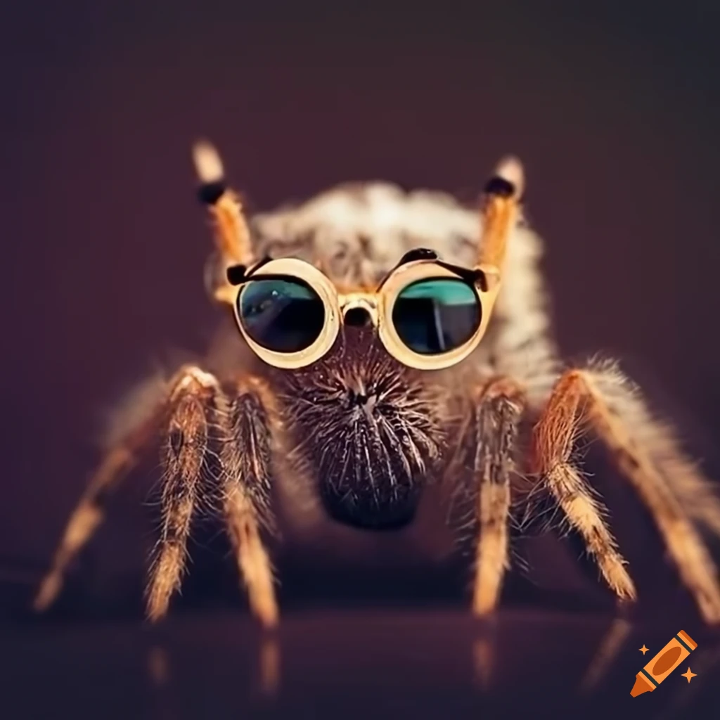 Pink spider with sunglasses on Craiyon