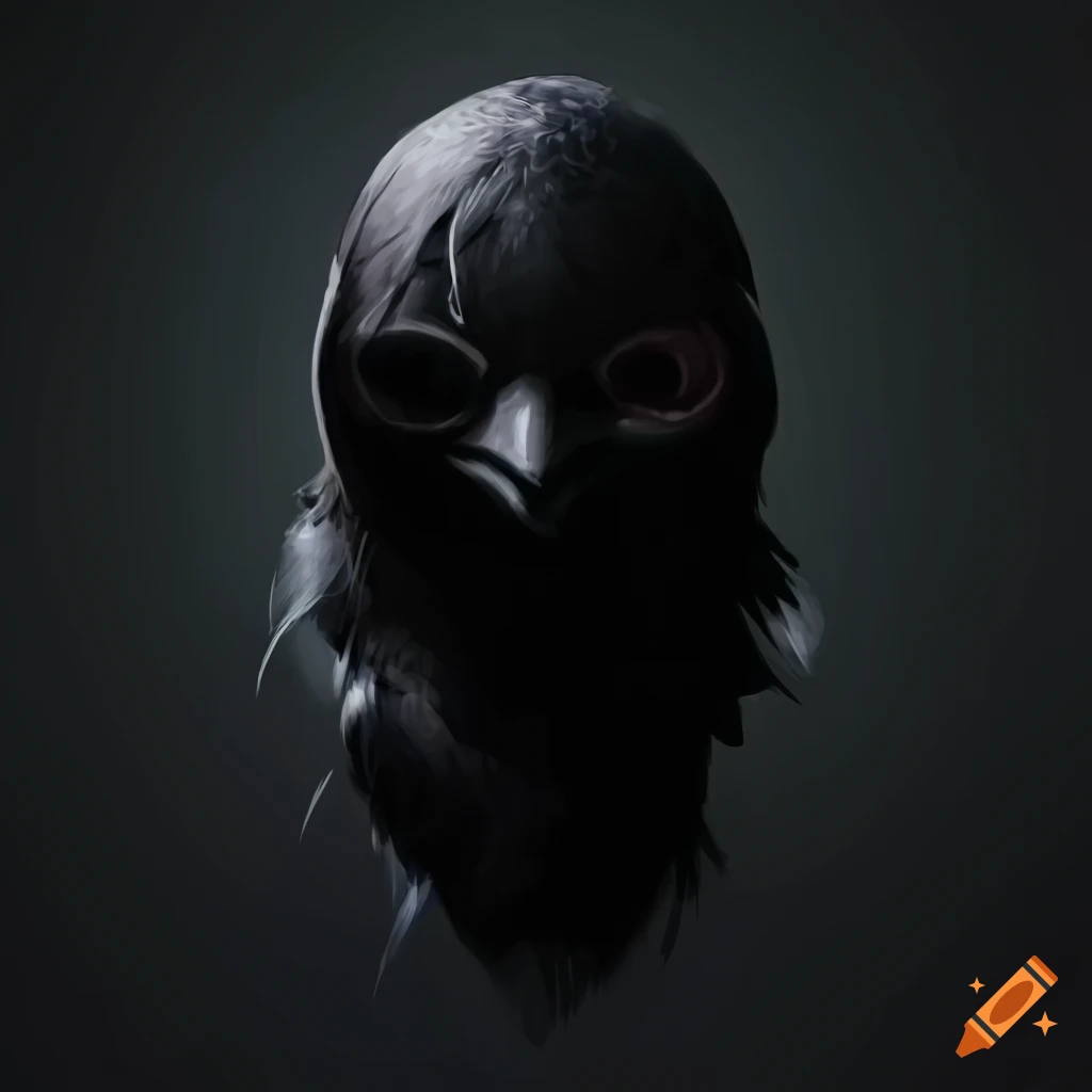 Artistic depiction of a crow wearing a mask on Craiyon
