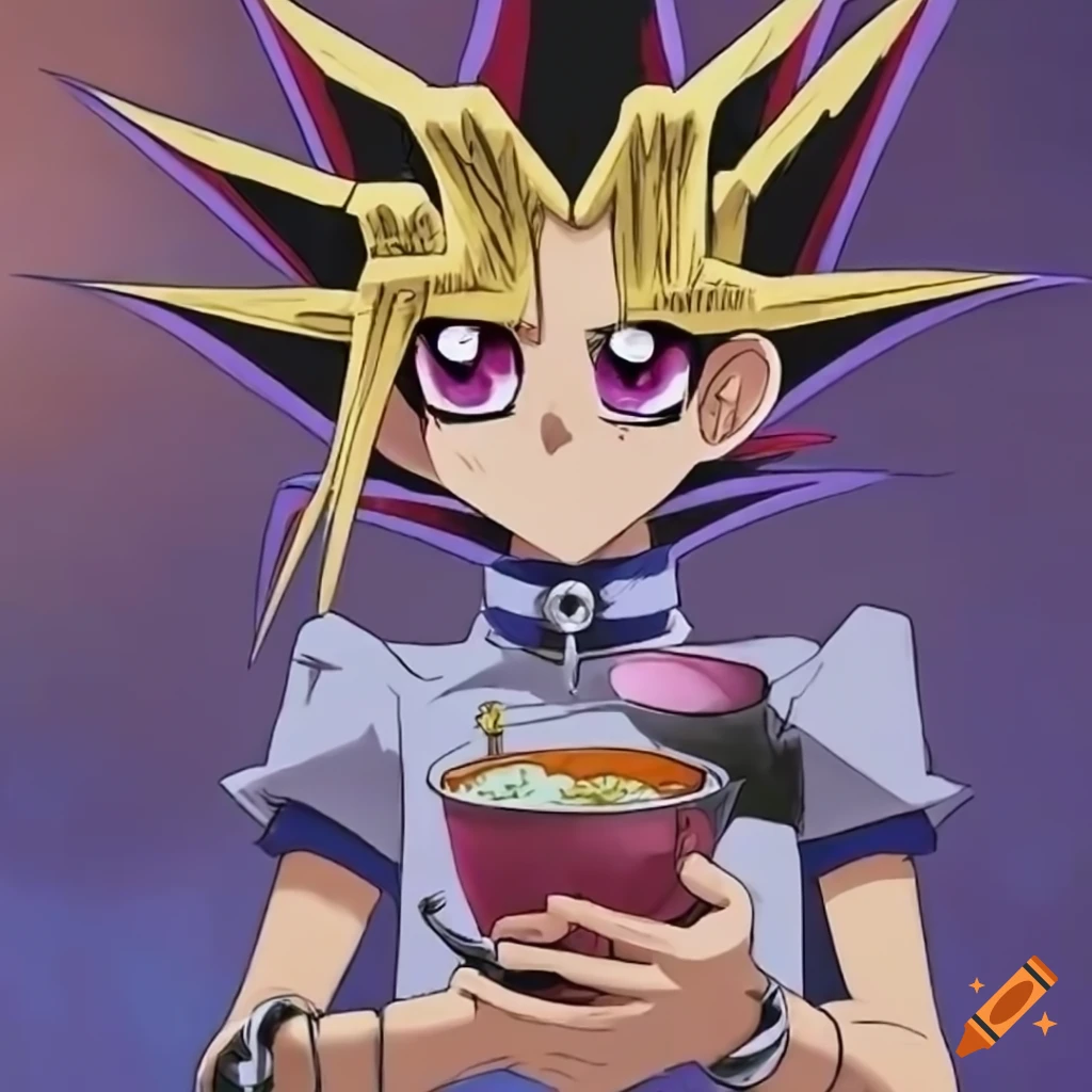 Yugi eating soup